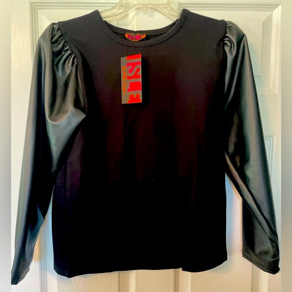 Isle | Tops | Nwt Isle Melis Kozan Black Long Sleeve Blouse With Faux ...